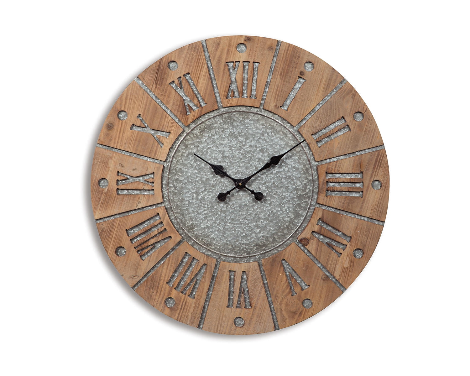 Signature Design by Ashley Payson Wall Clock, Antique Gray, Wood Grain ...