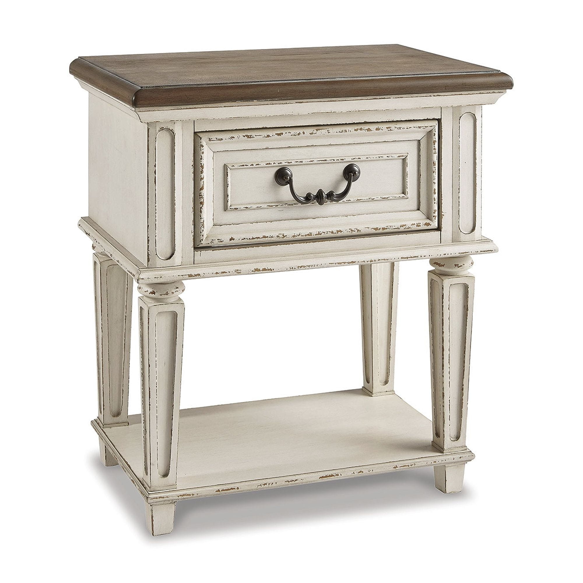 Ashley Furniture Realyn 1 Drawer Nightstand, Chipped White, Traditional ...