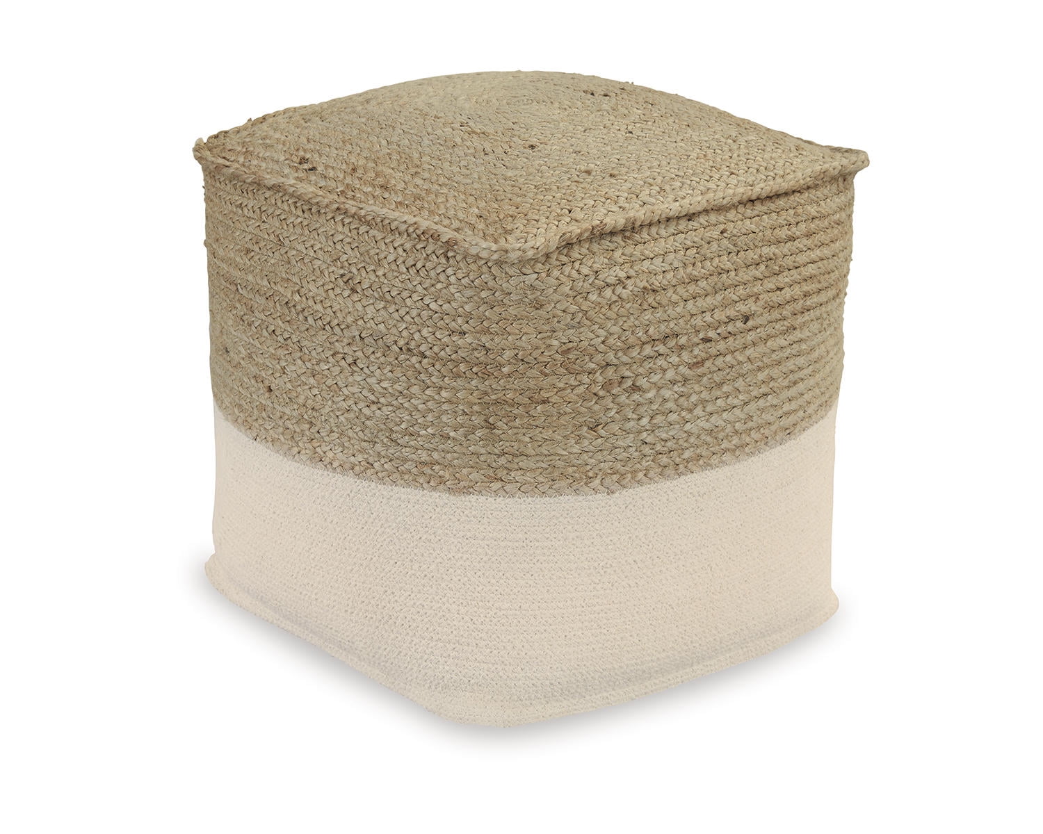 Signature Design by Ashley Casual Sweed Valley Pouf Natural/White - Walmart.com