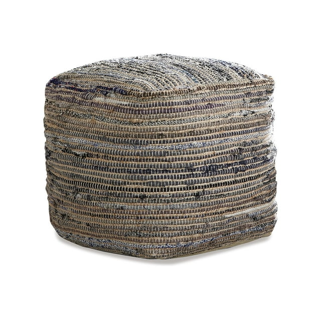 Signature Design by Ashley Contemporary Absalom Pouf Denim - Walmart.com