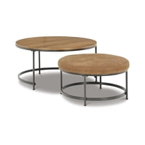 Signature Design by Ashley Frazwa Round Glasstop Coffee Table, Gray ...