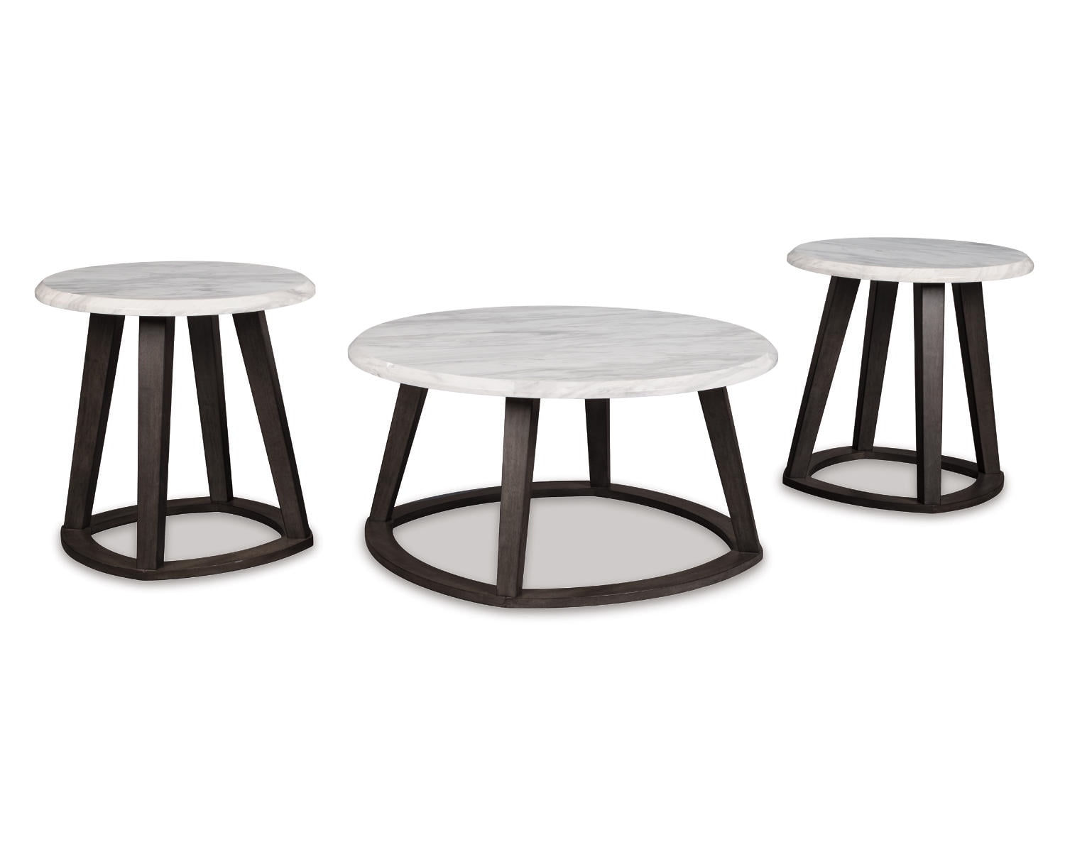 Ashley Signature Luvoni Contemporary Table Set, White/Dark Charcoal ...