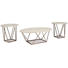 Signature Design by Ashley Hollynyx Table Set of 3, Chrome Finish ...
