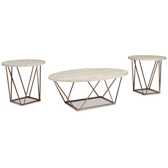 Ashley Signature Design Contemporary Tarica 3-Piece Table Set, Two-tone ...