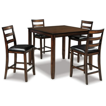 Signature Design by Ashley Wood Square Kitchen Table with Bar Stools ...