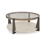 Signature Design by Ashley Frazwa Round Glasstop Coffee Table, Solid ...