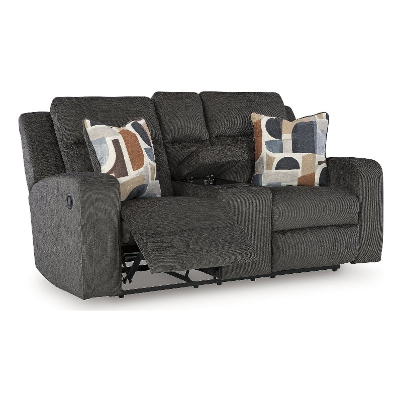 Signature Design by Ashley Kanlow Black Reclining Loveseat with Console - Walmart.com