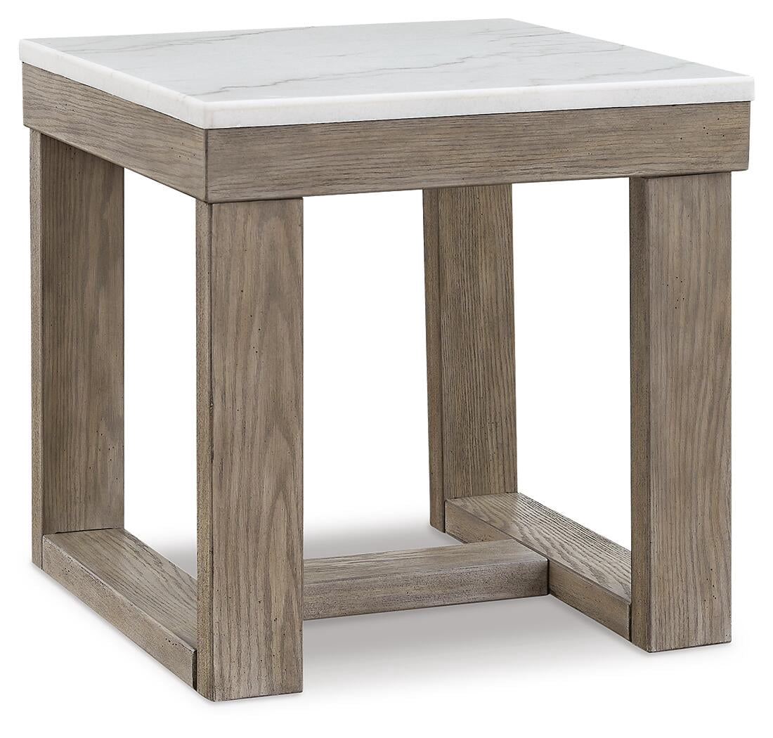 Ashley Signature Design Loyaska Casual Wood End Table, Light Brown with ...