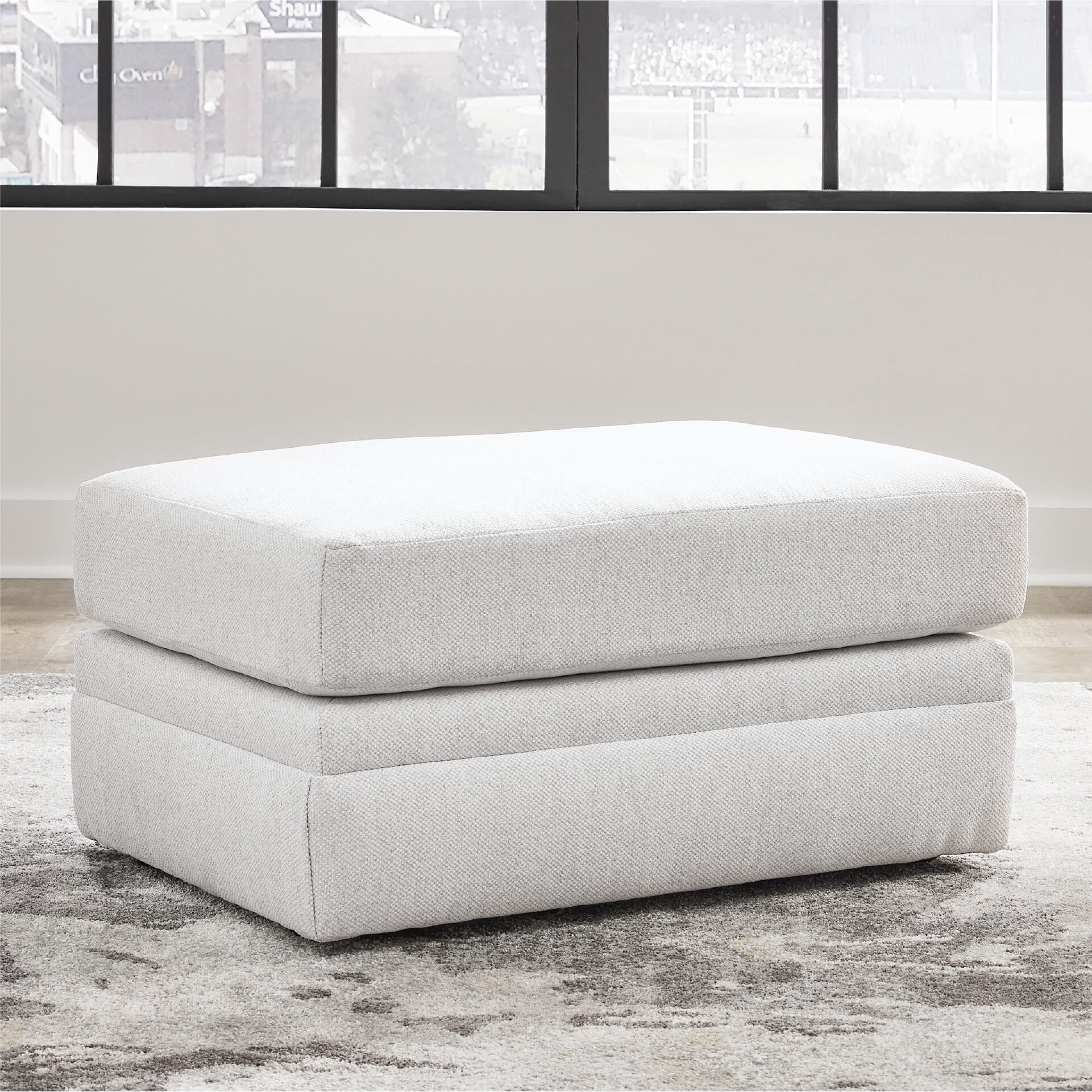Signature Design by Ashley Maitelynn Ottoman, Chalk White Upholstered ...
