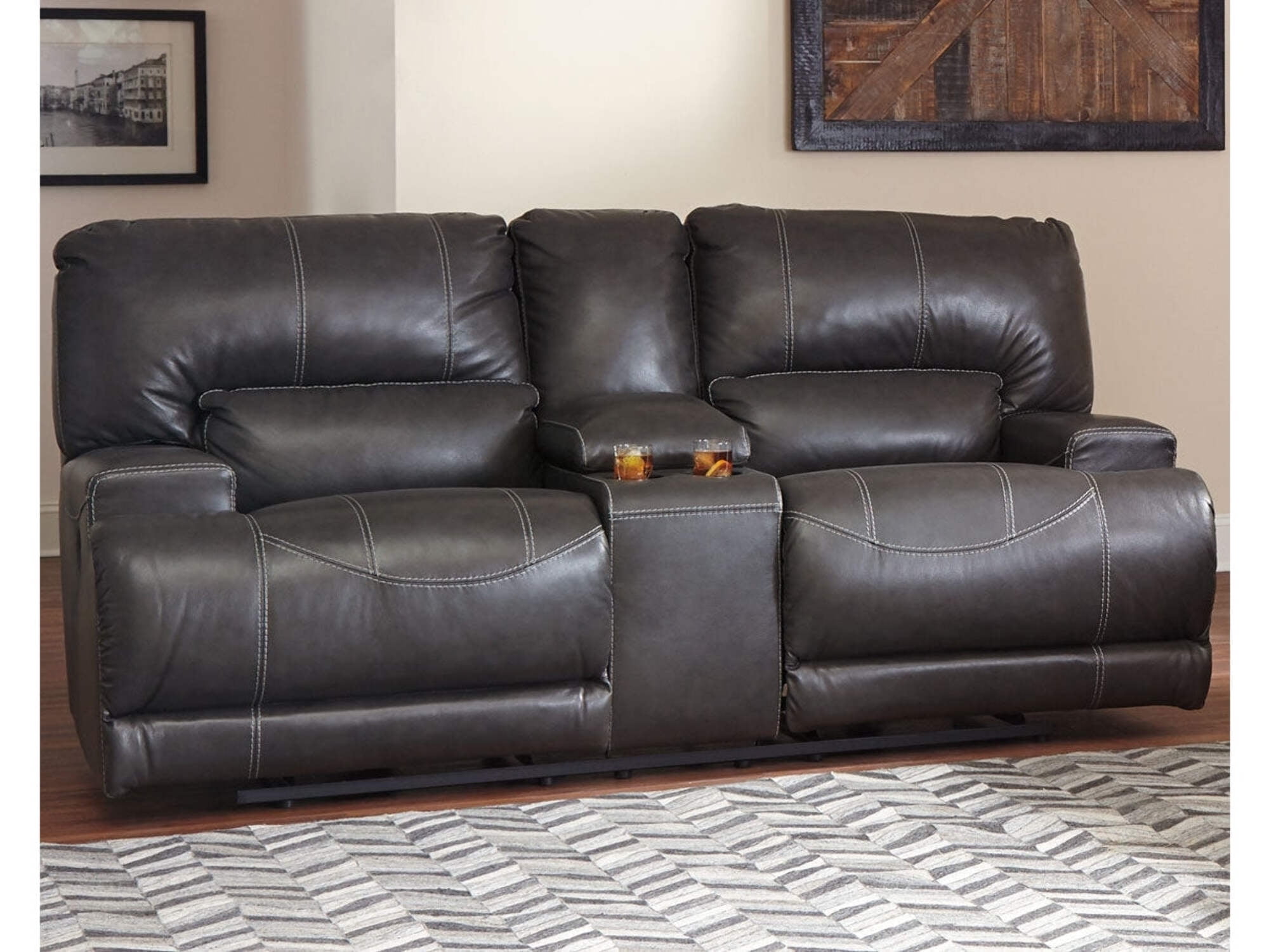 Signature Design by Ashley McCaskill Leather Power Reclining Sofa in ...