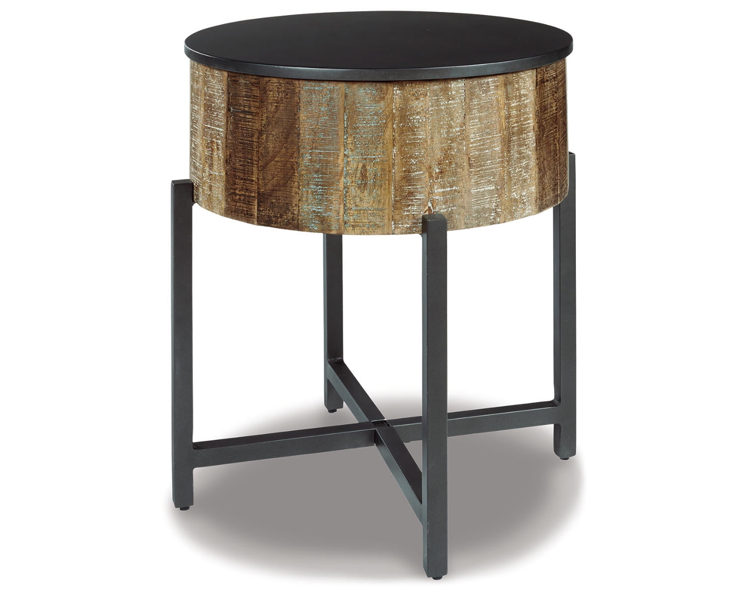 Signature Design by Ashley Nashbryn Rustic Round End Table, Gray ...