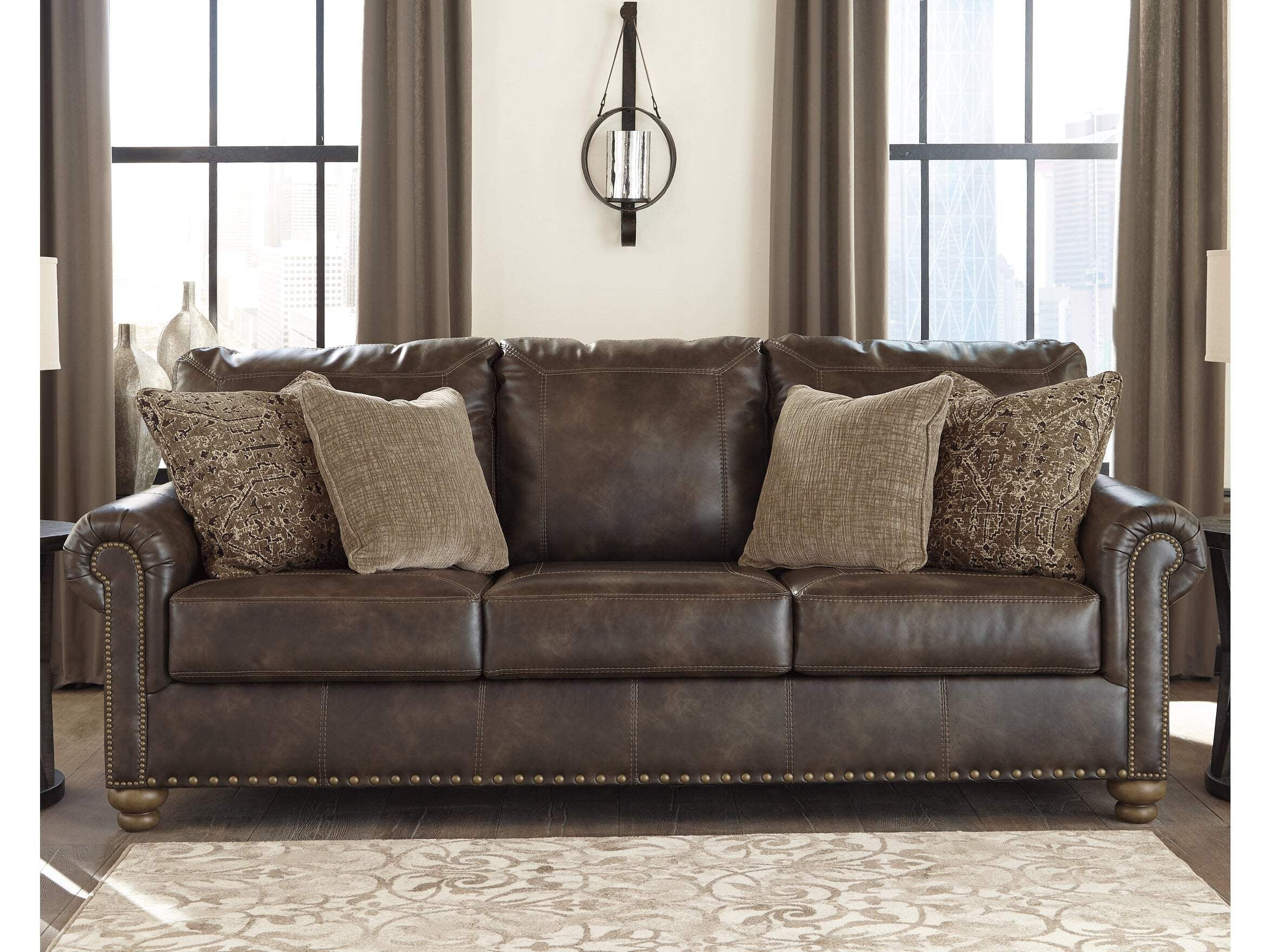 Ashley Signature Design Antique-Styled Nicorvo Coffee Sofa with ...
