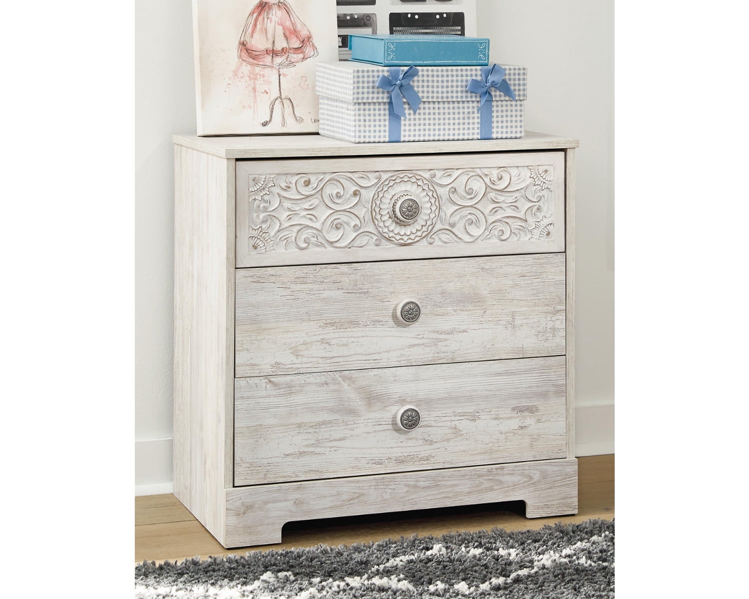 Signature Design by Ashley Paxberry Boho 3 Drawer Chest of Drawers ...