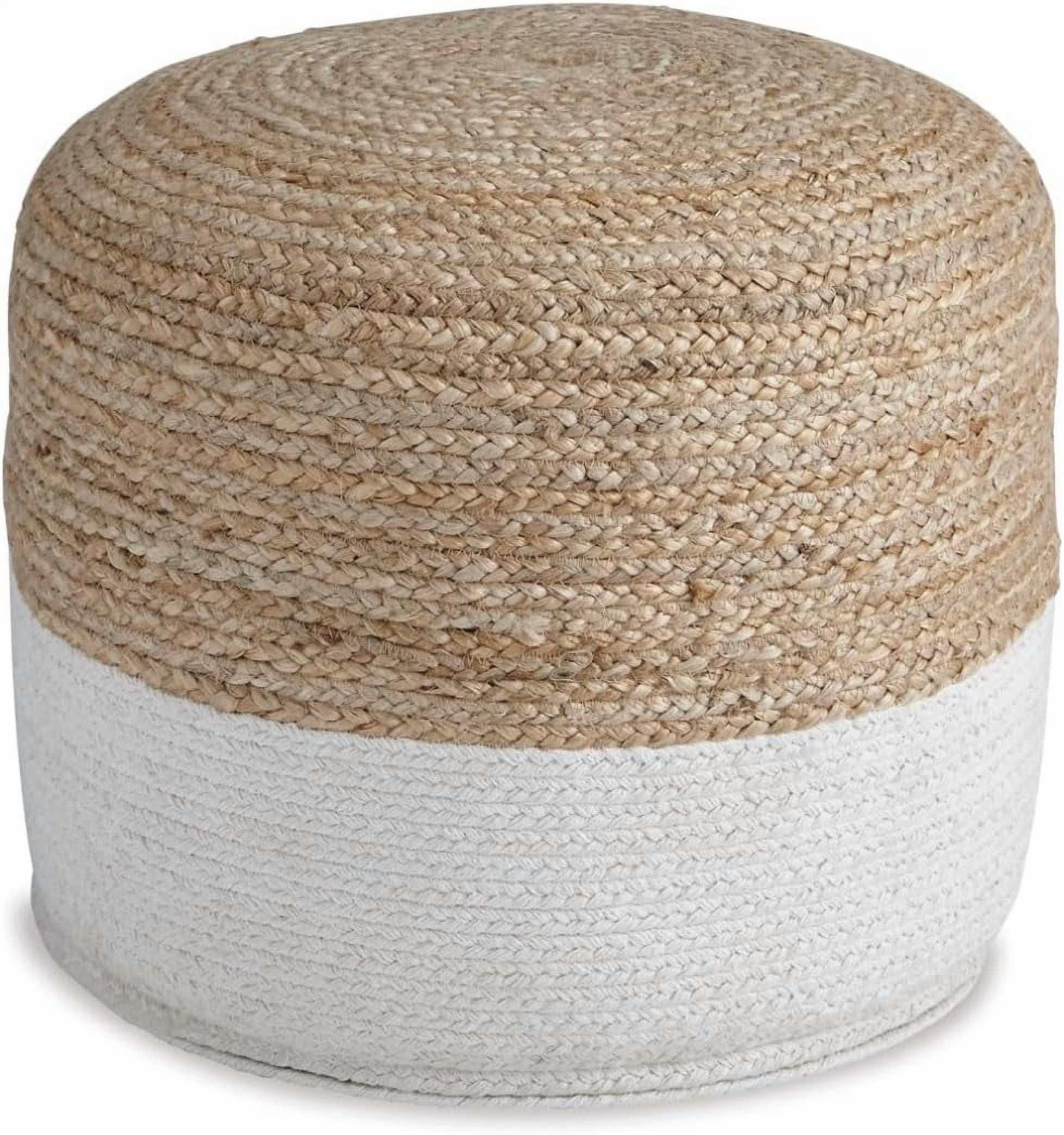 Signature Design by Ashley Sweed Valley Jute & Cotton Pouf, 19 x Inches ...