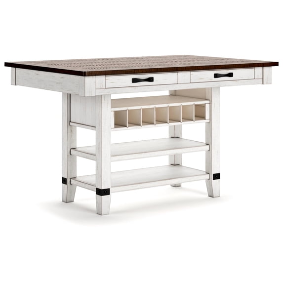 Ashley Furniture, Counter Height Dining Table, 60"x40", White & Brown ...