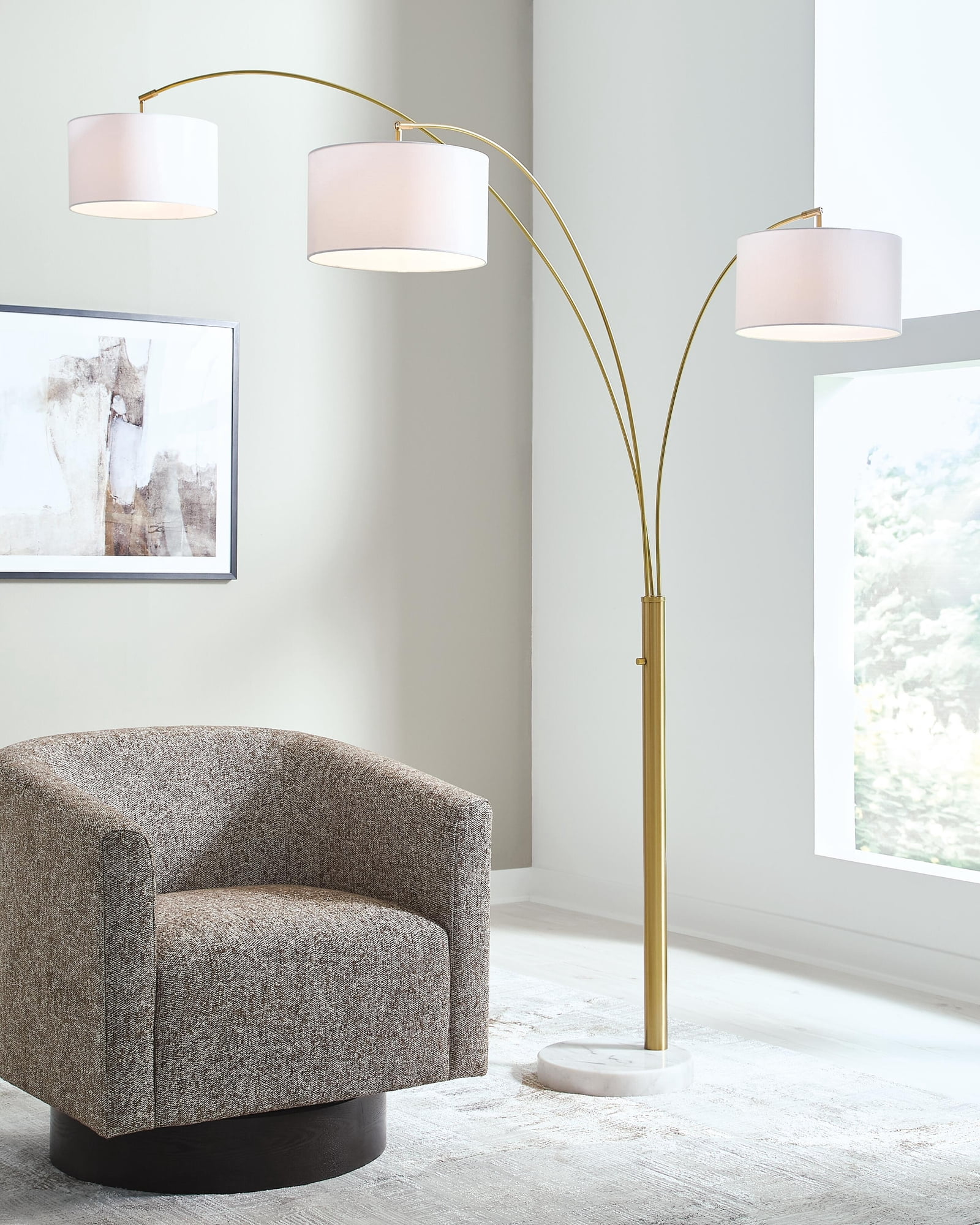 Signature Design by Ashley Valo Metal Arc Floor Lamp, Gold Finish ...