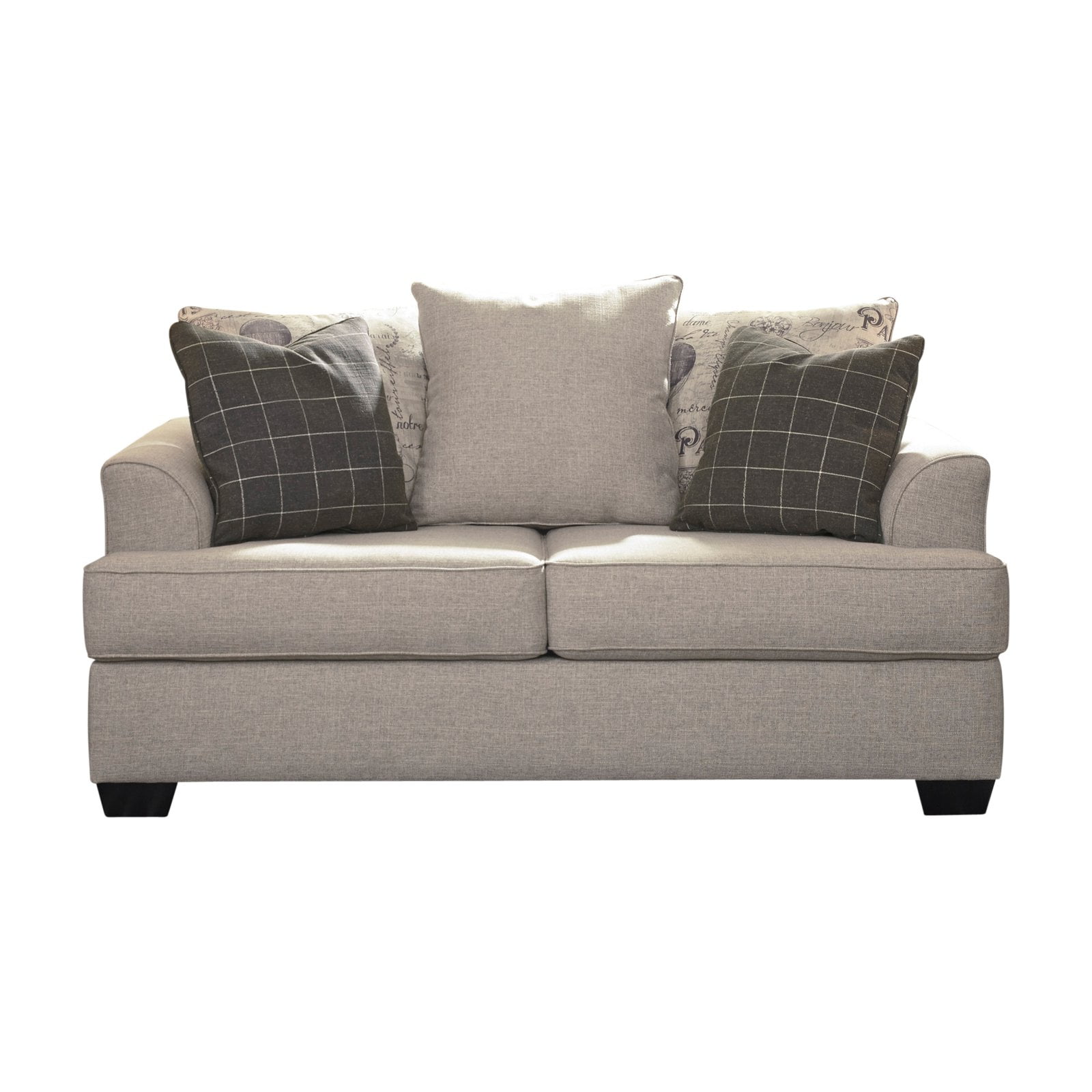 Ashley Signature Design Velletri Rolled Arm Loveseat in Pewter ...