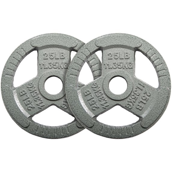 Signature Fitness 2-Grip Olympic Cast Iron Weight Plates, 2-Inch Hole ...