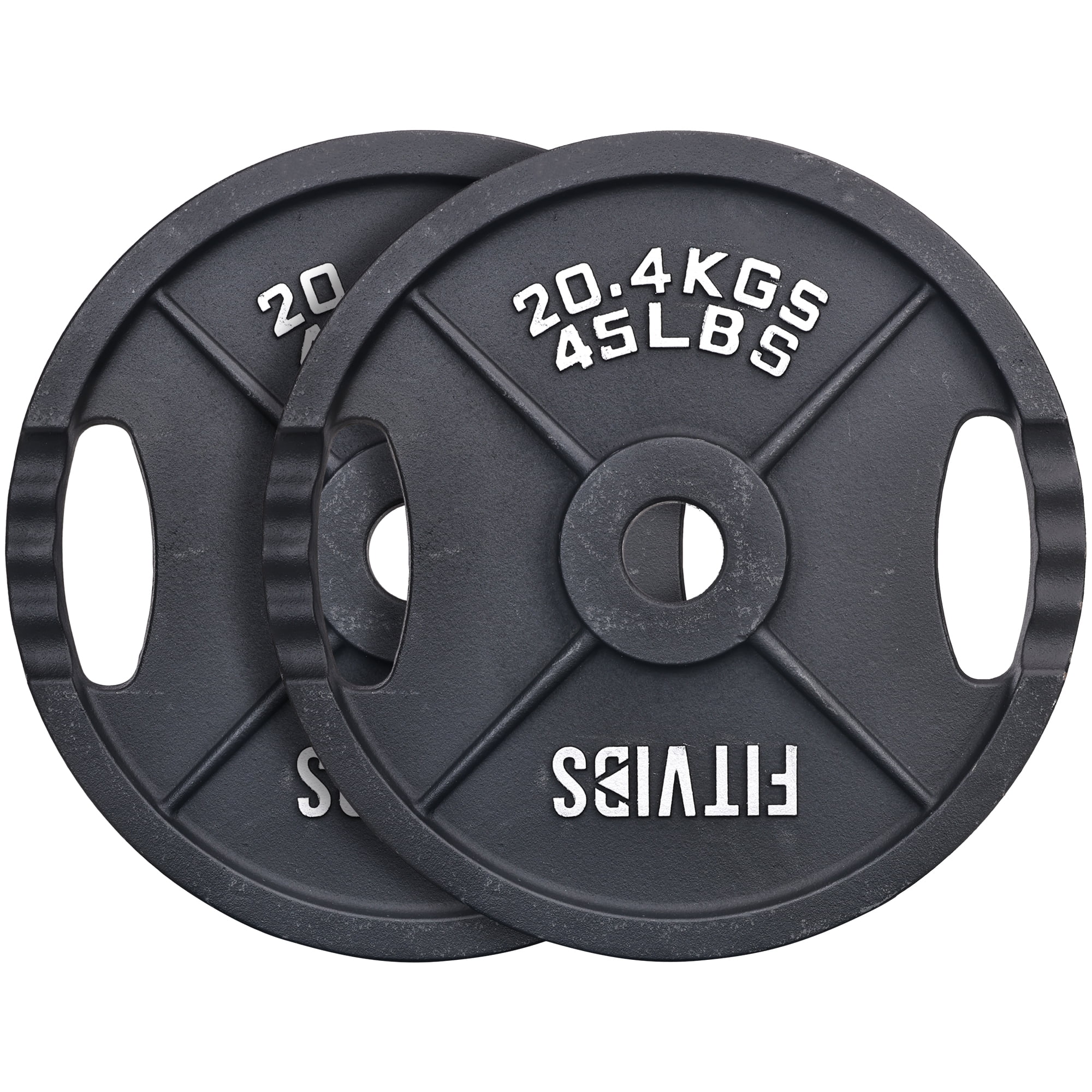 Signature Fitness 2-Grip Olympic Cast Iron Weight Plates, 2-Inch Hole ...