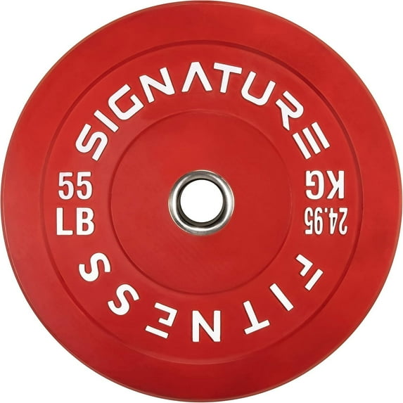 Signature Fitness 2" Olympic Bumper Plate Weight Plates with Steel Hub ...