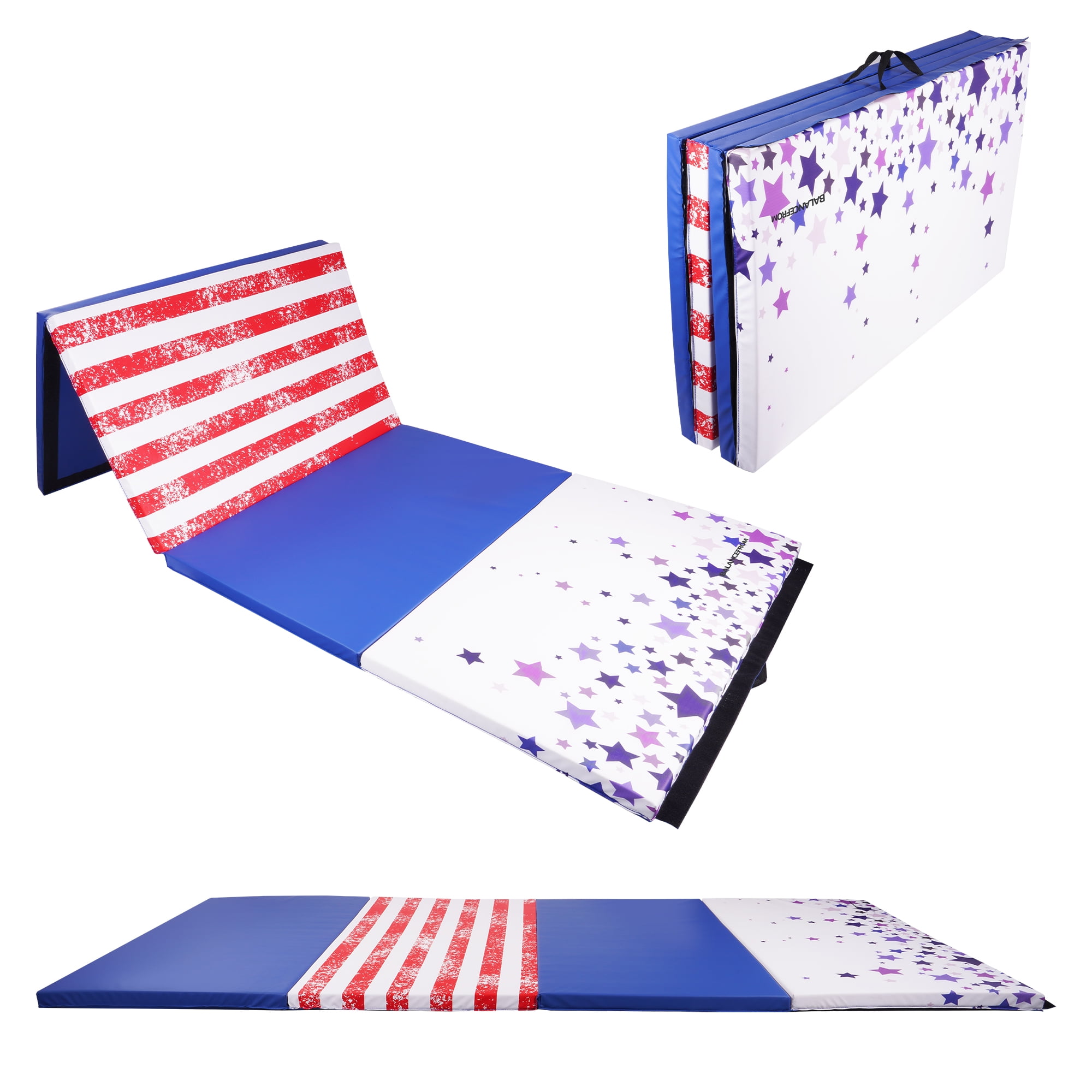 Signature Fitness 4ft x 10ft x 3in Folding Gymnastics Mat, 4-Panel ...