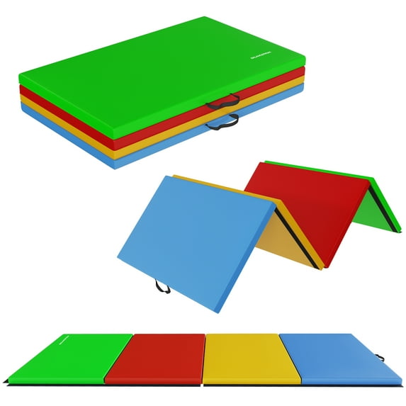 Signature Fitness 4ft x 8ft x 2in Folding Gymnastics Mat, 4-Panel ...