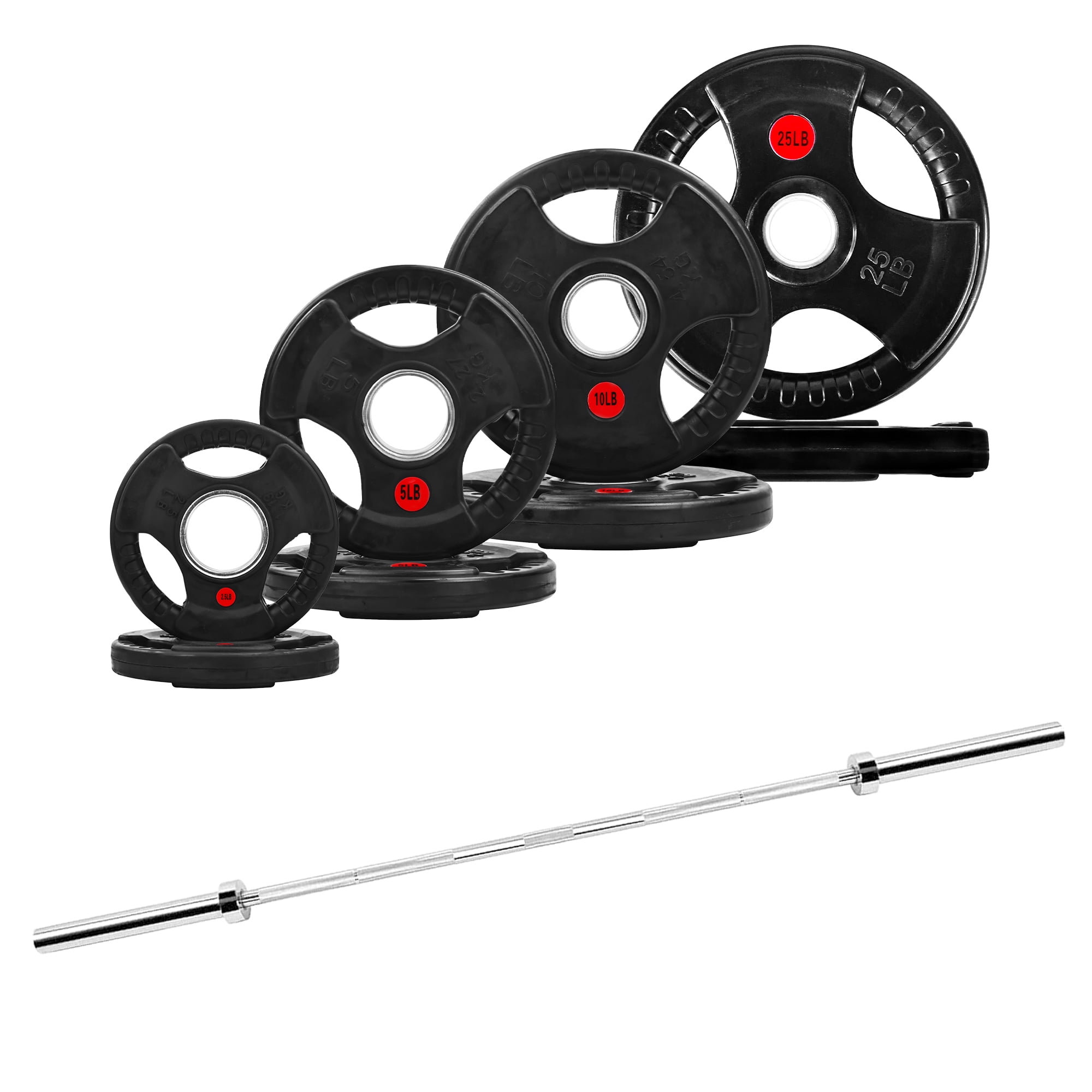 Signature Fitness 85LB Olympic Barbell Set – Includes Rubber 3-Hole and ...