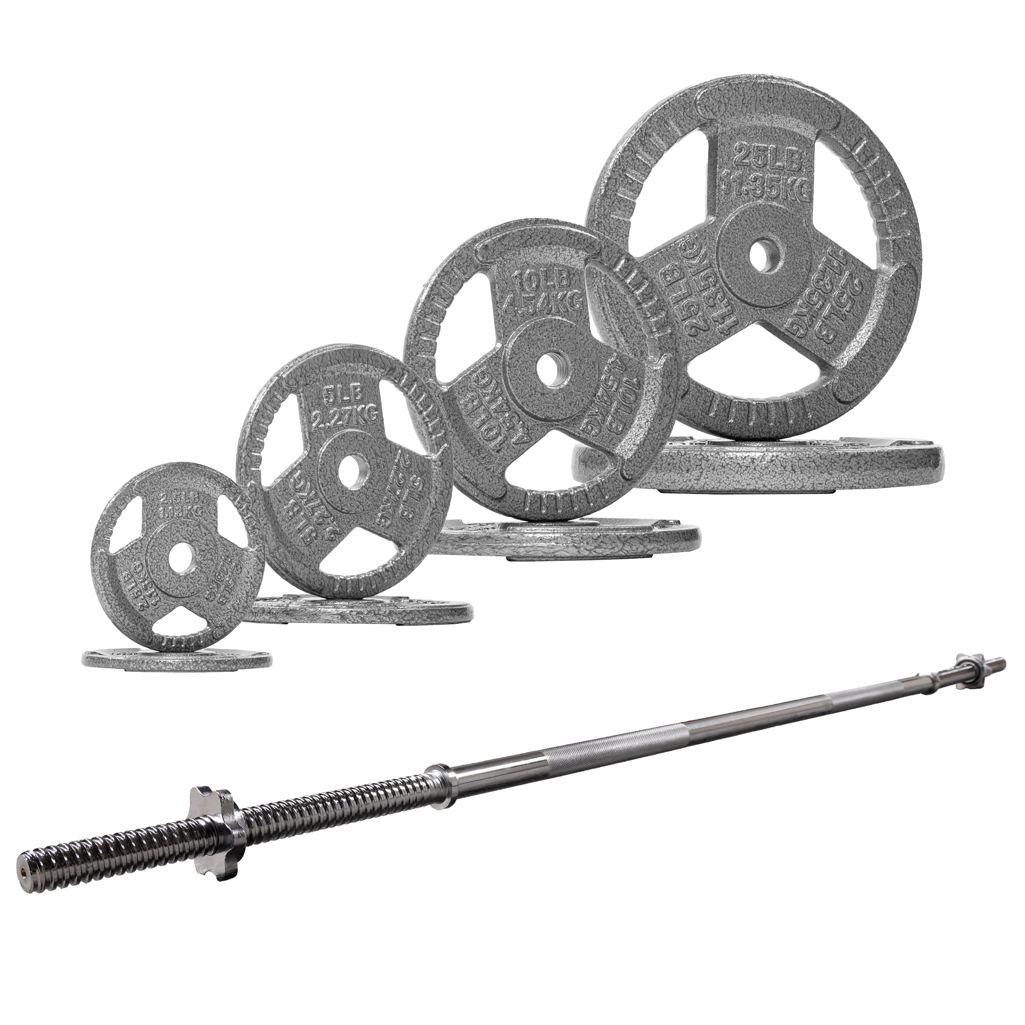 Signature Fitness 95LB Weight Set, Includes 1" Cast Iron Plates (85LB ...