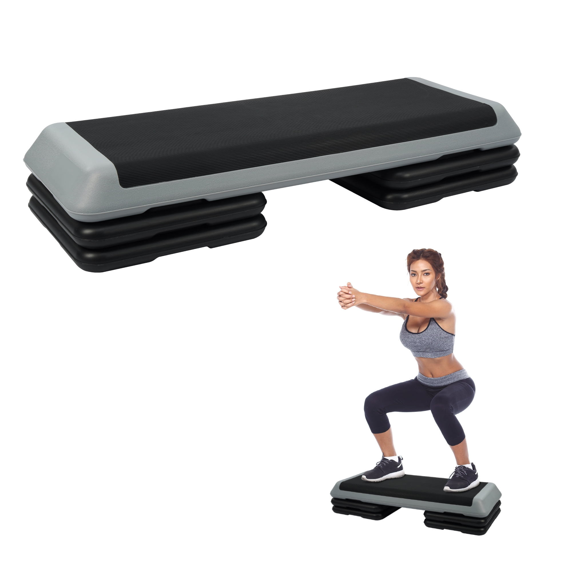 Signature Fitness Adjustable Aerobic Step Platform with 4 Risers, Non ...