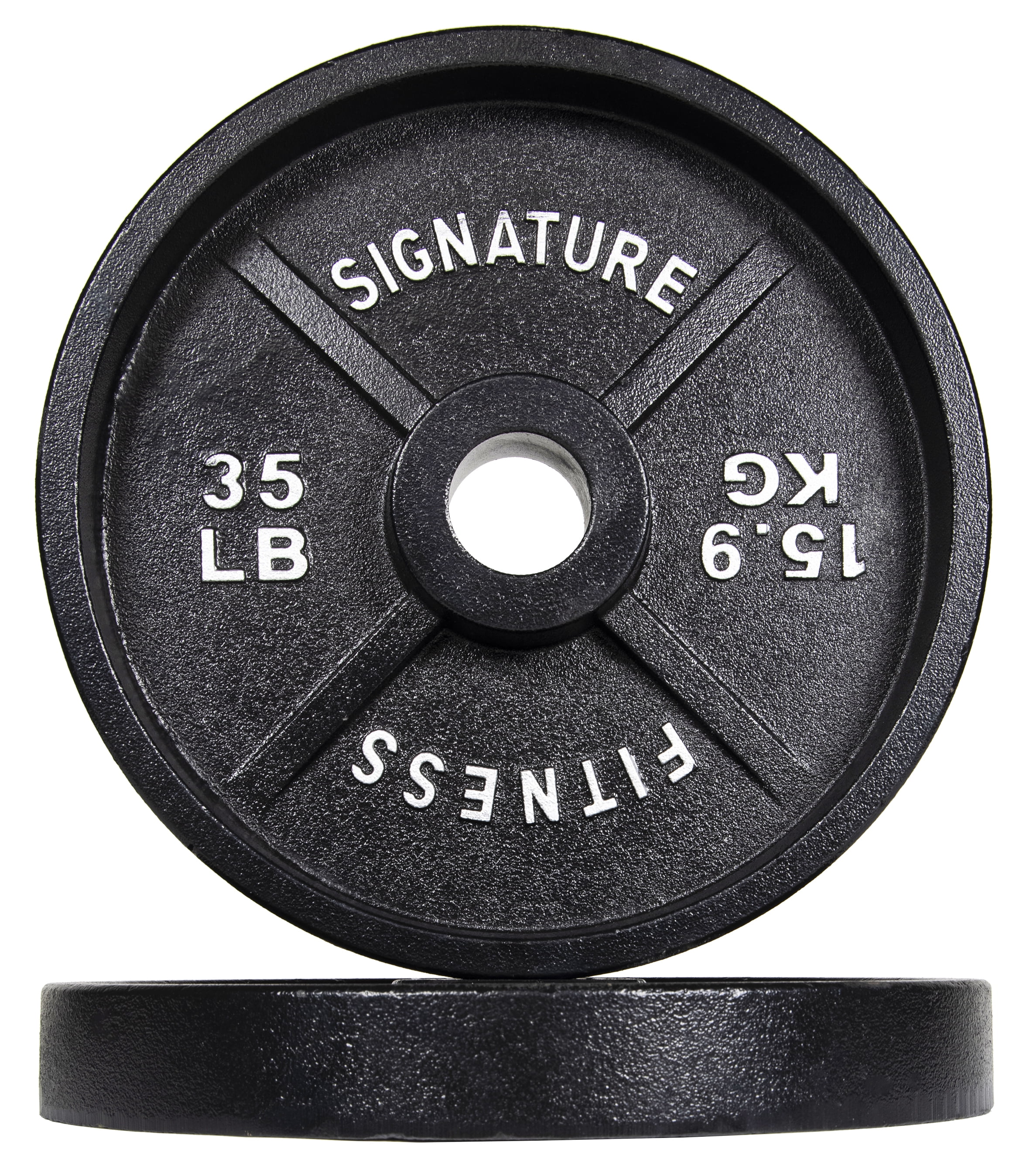 Signature Fitness Deep Dish 2 In. Olympic Cast Iron Weight Plates with ...