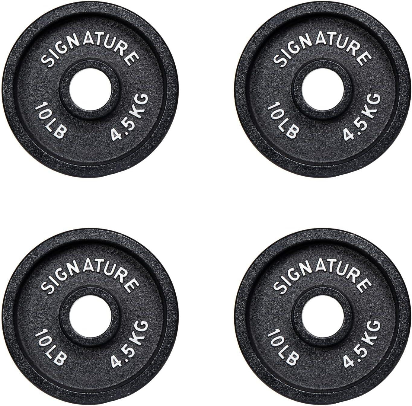 Signature Fitness Deep Dish 2-Inch Olympic Cast Iron Weight Plates with ...