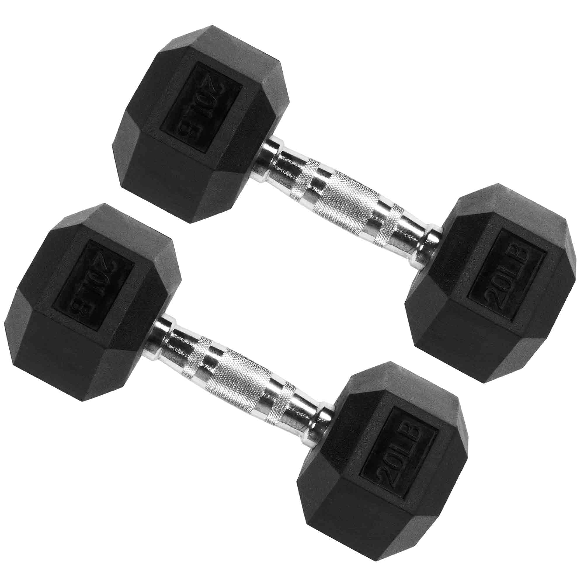 Signature Fitness Hex Dumbbells Strength Workout Equipment Set, 20 lbs ...