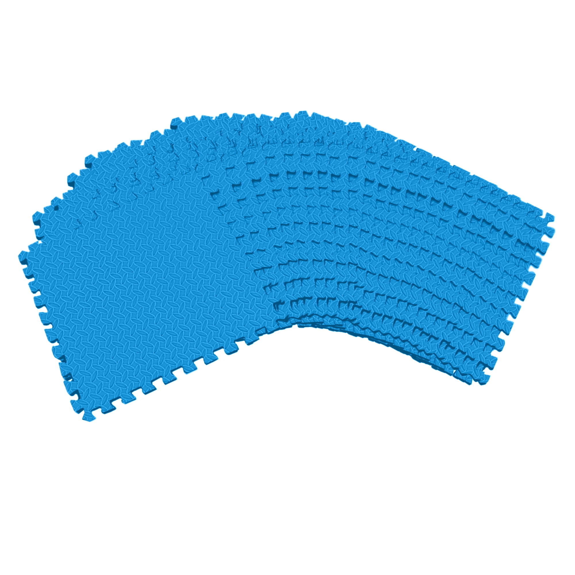 Signature Fitness Interlocking EVA Foam Floor Mats, 63x63cm, Blue/Black ...