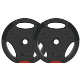 Signature Fitness Standard 10 Pound Coded Weight Plate, Black (Set of 2 ...