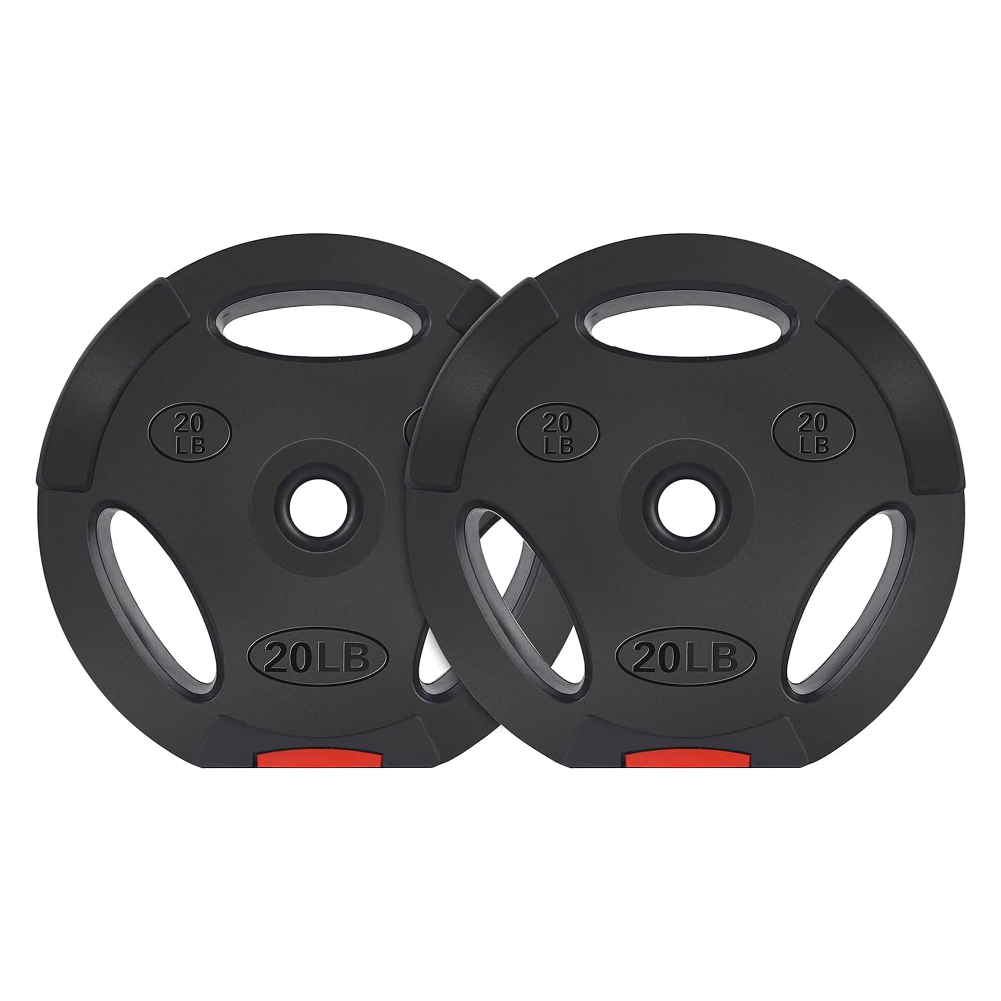 Signature Fitness Standard 20 Pound Coded Weight Plate, Black (Set of 2 ...
