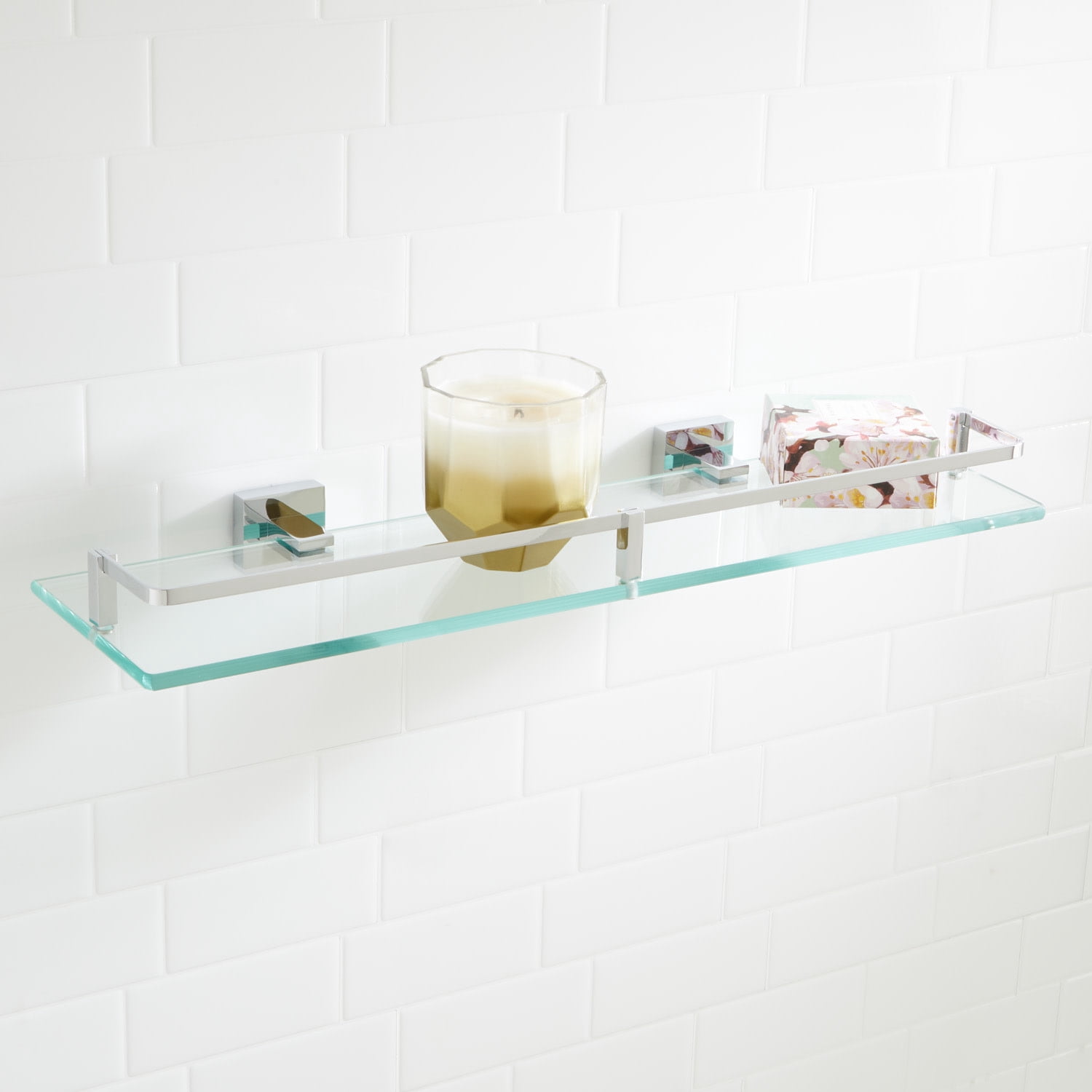 Signature Hardware 916705 Albury 19-5/8" Glass Bathroom Shelf - Chrome ...