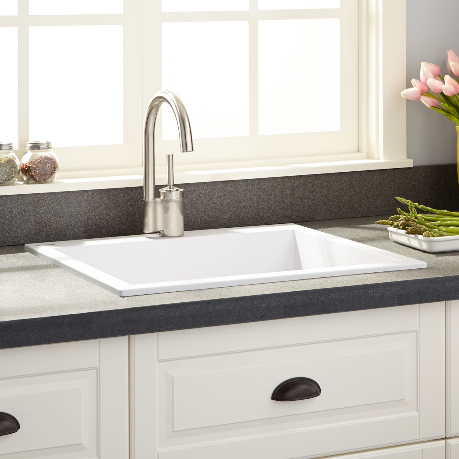 Signature Hardware 933444 Holcomb 22" Drop In Single Basin Granite ...