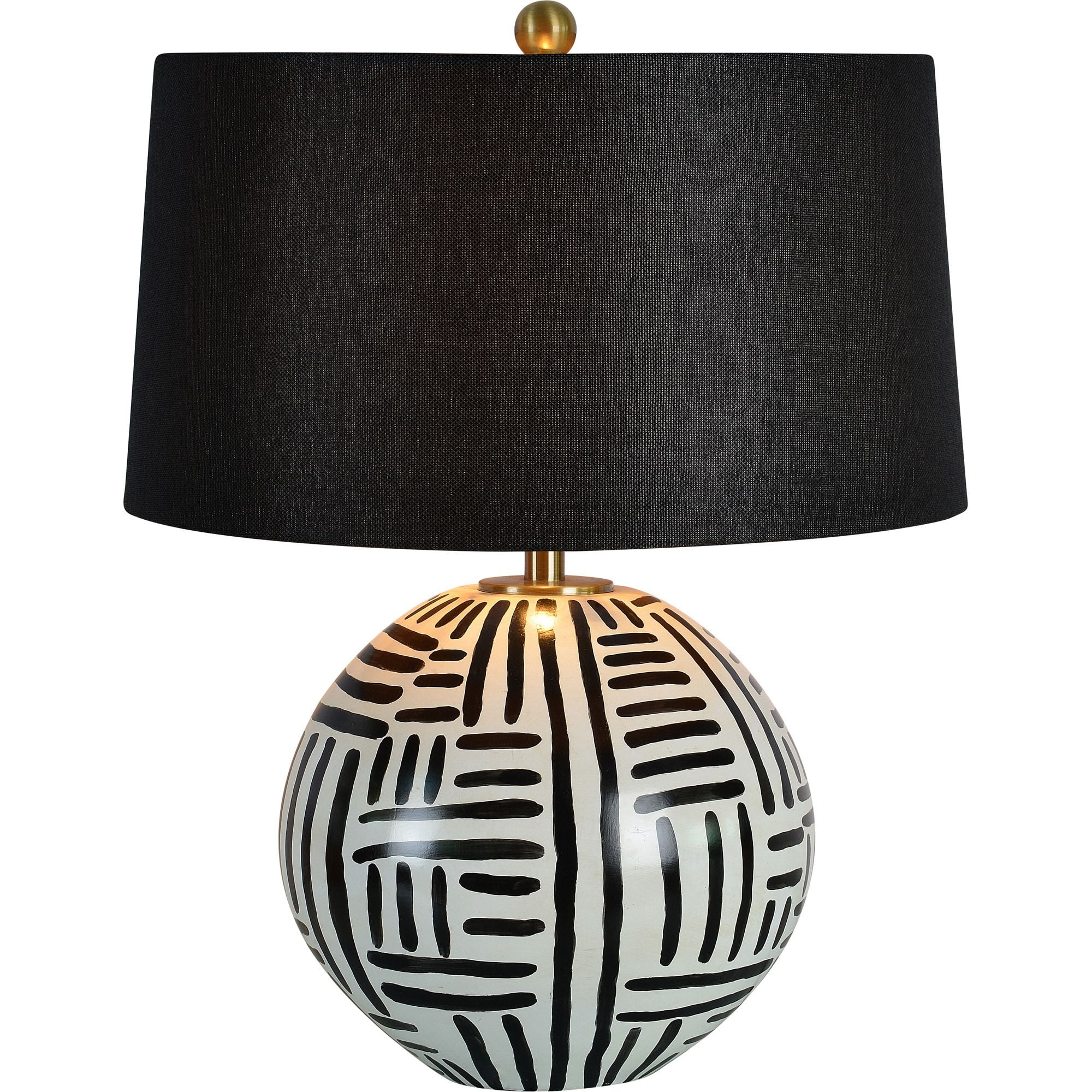 Signature Home Collection 24.5" Round Ceramic Table Lamp with Black ...
