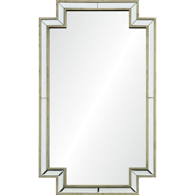 Signature Home Collection 40" Antique Silver Wooden Framed Beveled ...