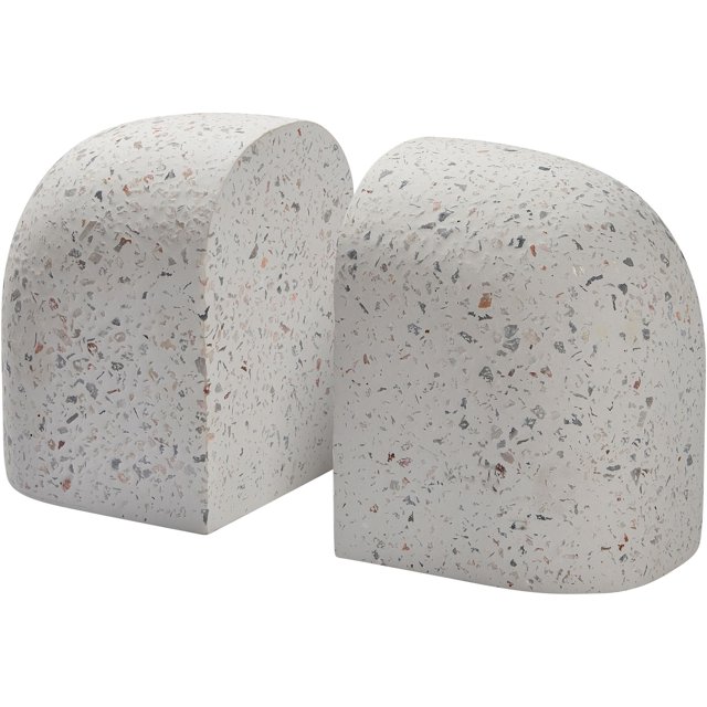 Signature Home Collection Set of 2 White Speckled Terrazzo Bookends 6. ...