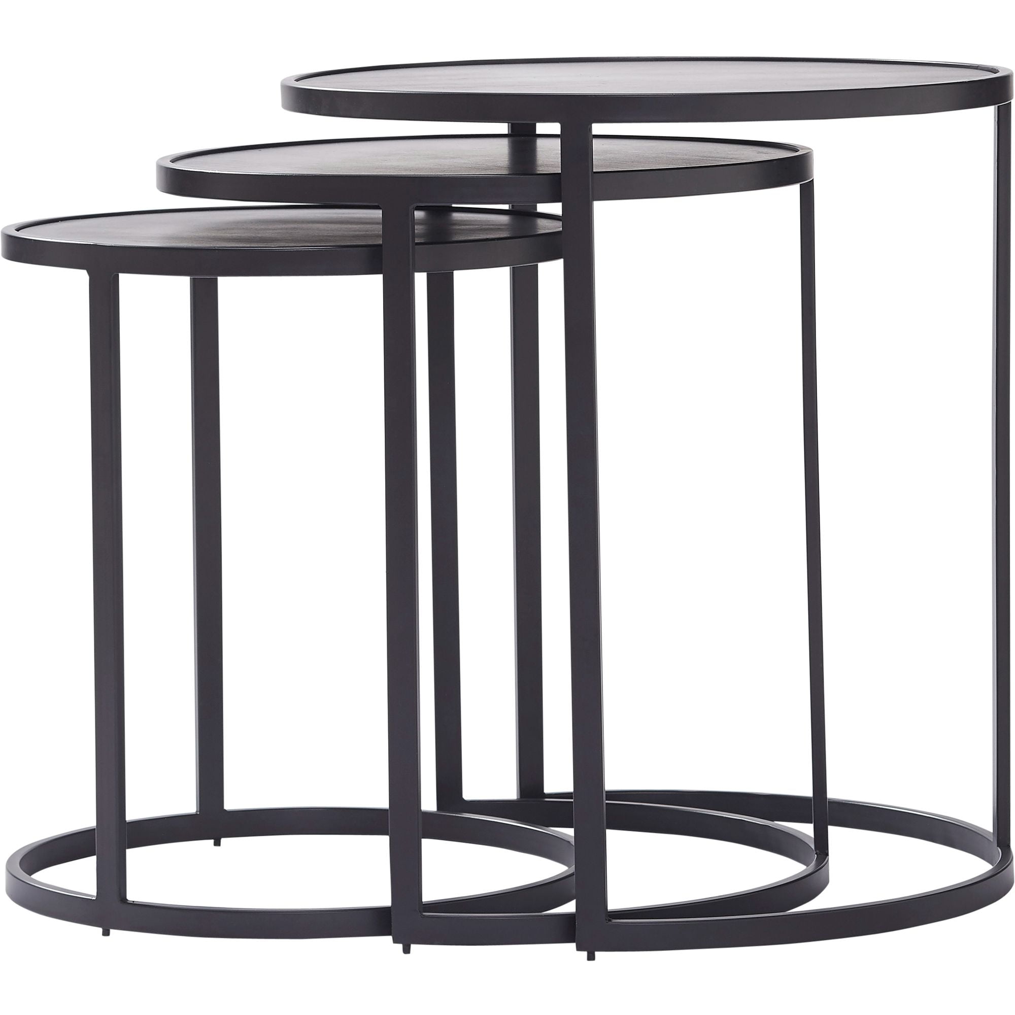 Signature Home Collection Set of 3 Black Stacking Round Nested Tables ...