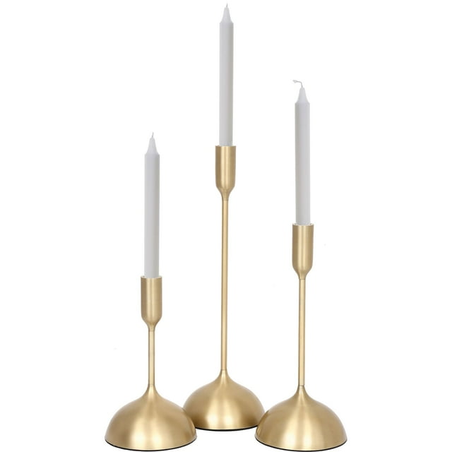 Signature Home Collection Set of 3 Gold Contemporary Candle Holders 16 ...