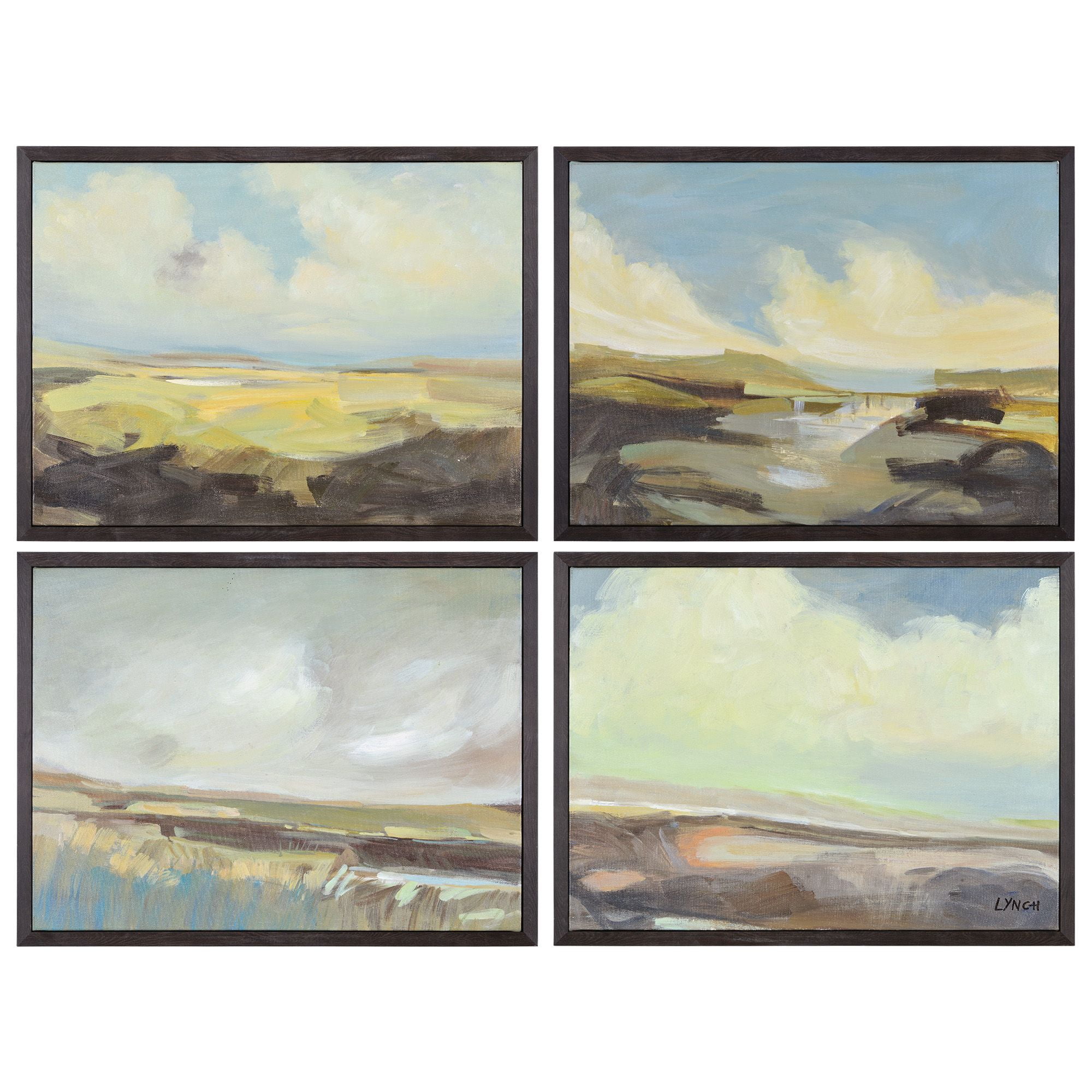 Signature Home Collection Set of 4 Blue and Gray Rectangular Framed ...