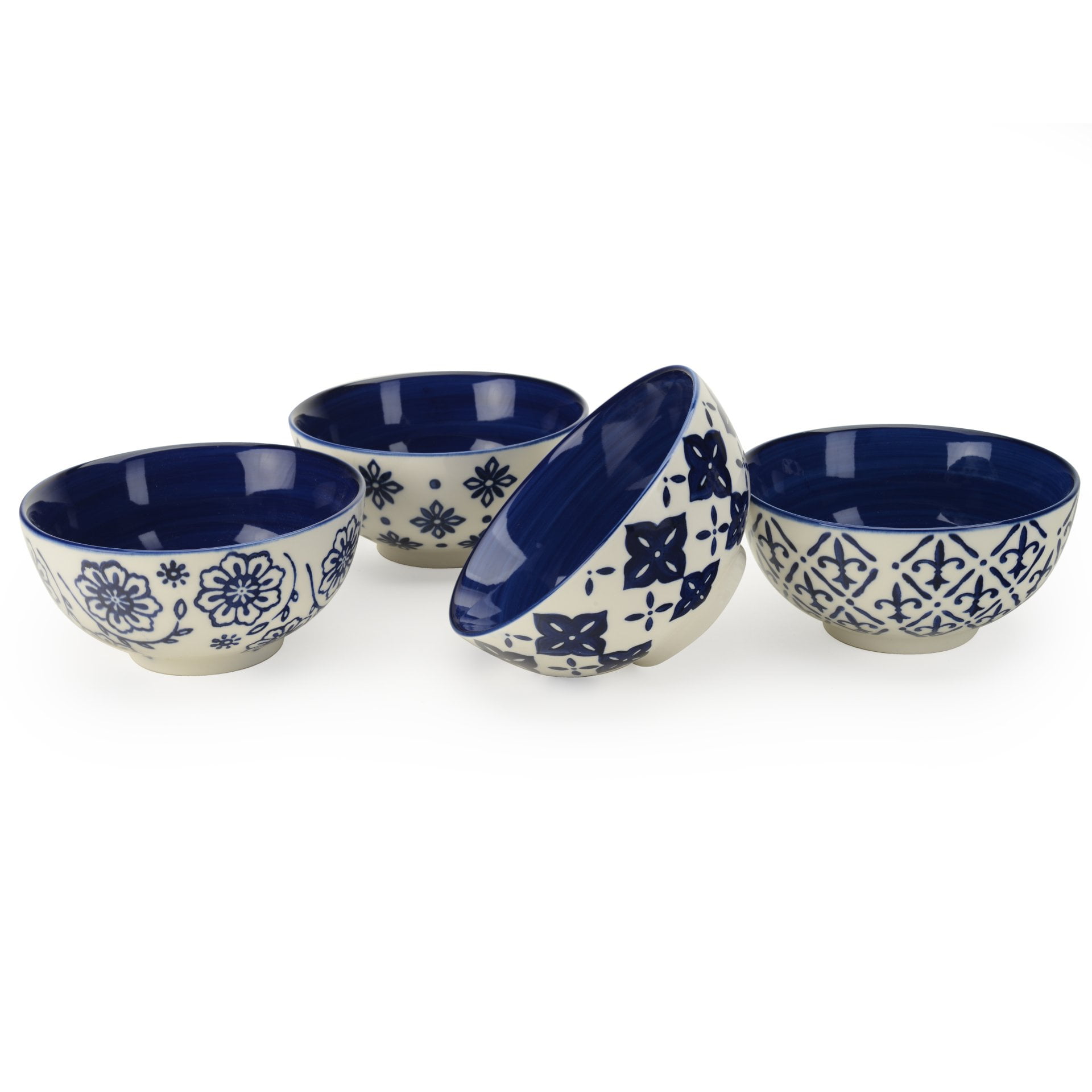 Signature Housewares Blue Print Bowls (Set of 4) - Walmart.com
