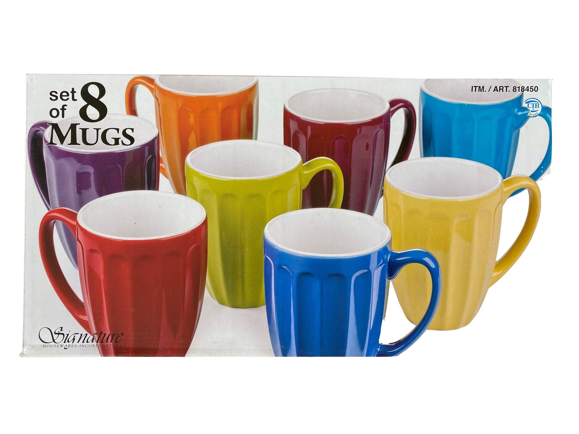 Signature Housewares Set of 8 Fluted 14-Oz Coffee Mugs - Walmart.com