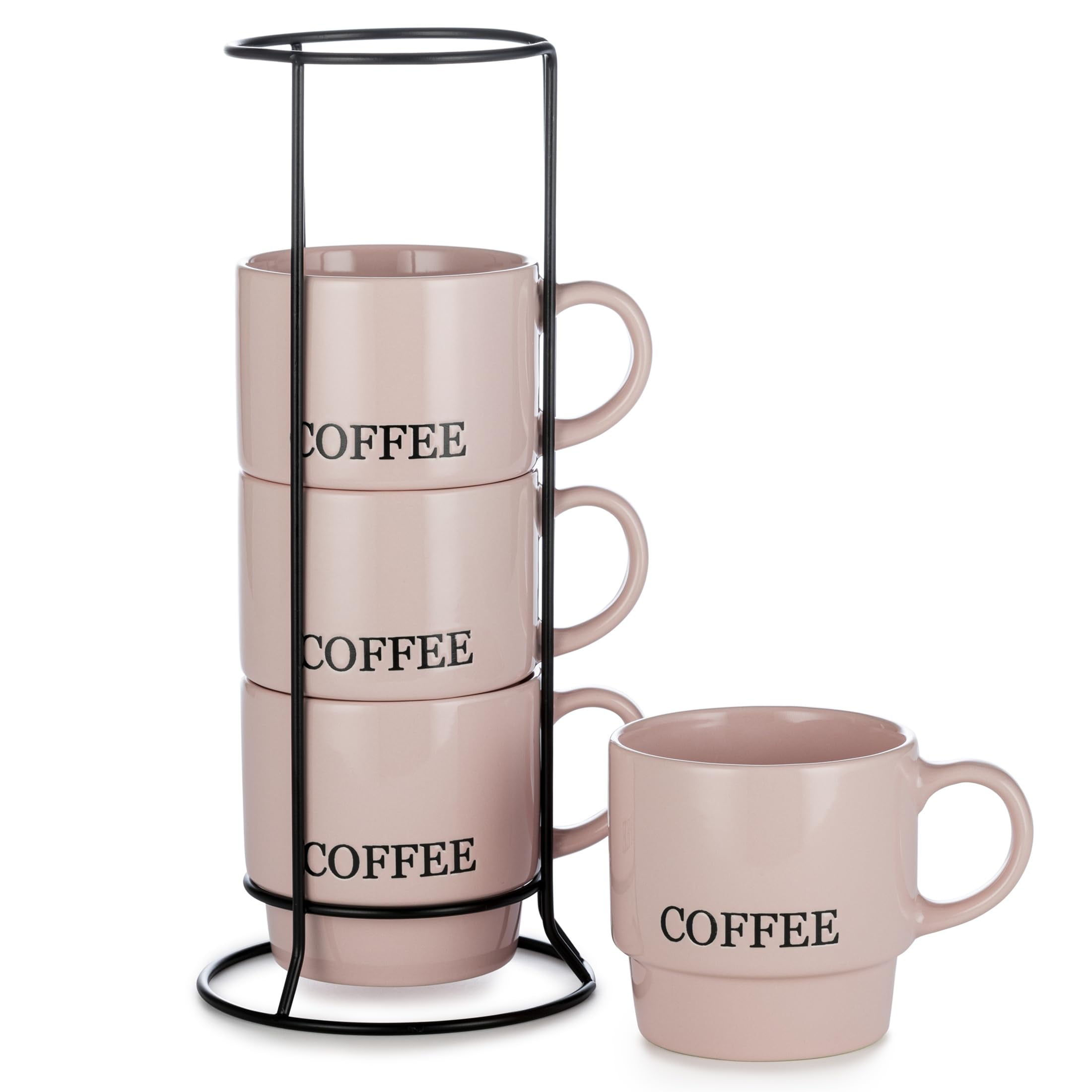 Signature Housewares Stackable Coffee Mug Tower Set with Metal Wire ...