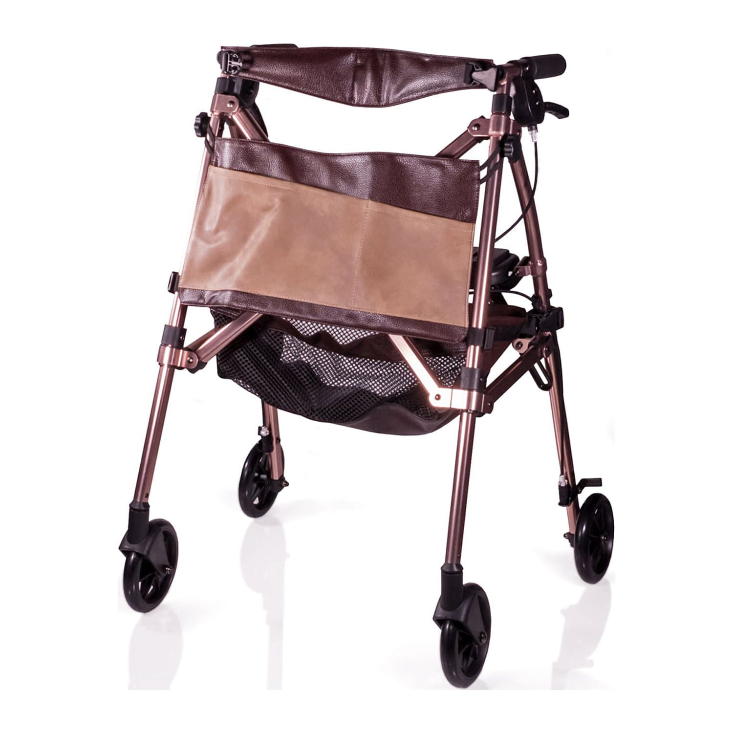 Signature Life Elite Travel Rollator Walker with Seat, Folding Four ...