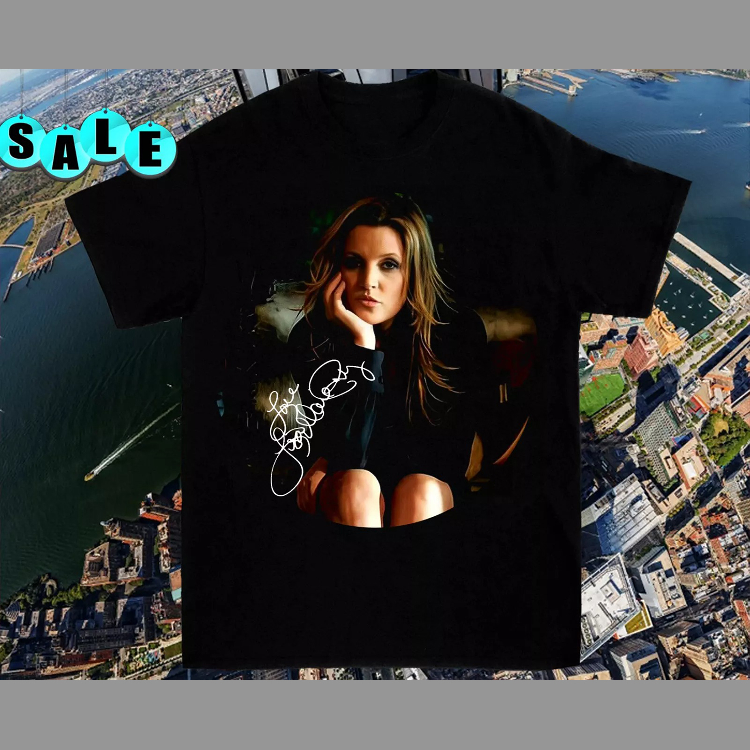 Signature Lisa Marie Presley Tour T Shirt Album S-4XL Men Gifl ...