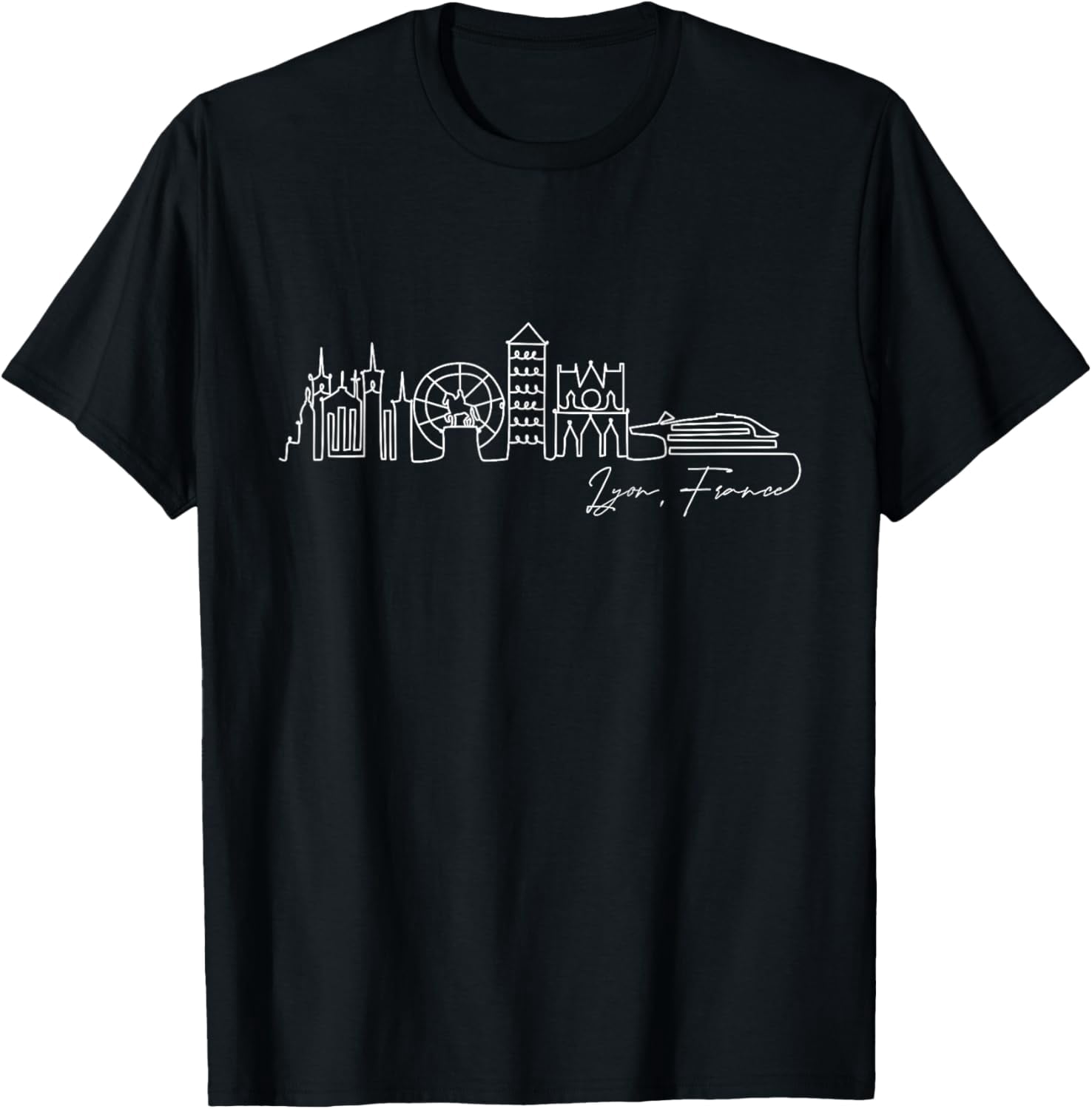Signature Lyon City Skyline - France Souvenir T-Shirt men and women can ...