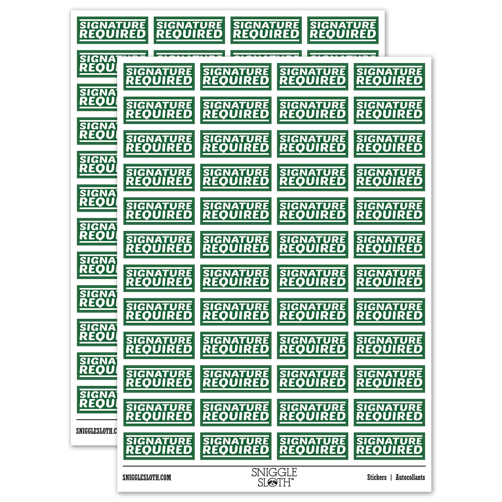 Signature Required Sticker Set - Dark Green - Gloss Finish - 1.25" Mini ...